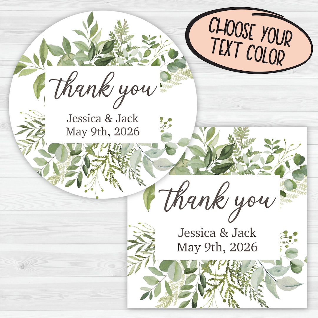 Thank You Wedding Stickers, Thank You Labels for Favors, Bridal Shower ...