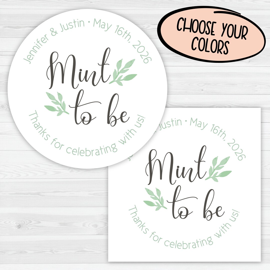 Mint to Be Wedding Favor Sticker | Wedding Stickers | Engagement Labels ...