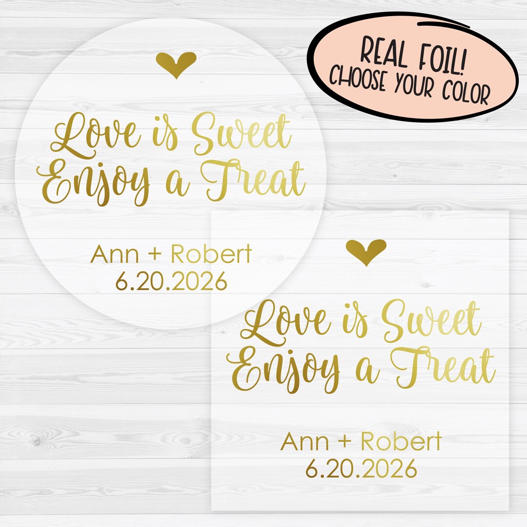 Love is Sweet, Enjoy a Treat Stickers | Wedding Treat Stickers ...