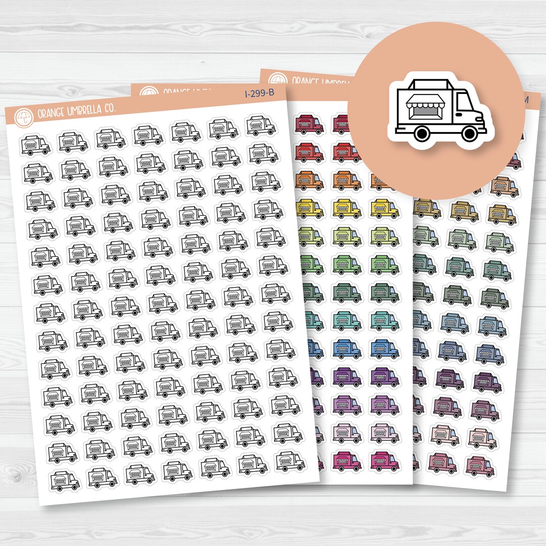 Food Truck Hand Doodled Icon Planner Stickers and Labels | I-299 - Etsy