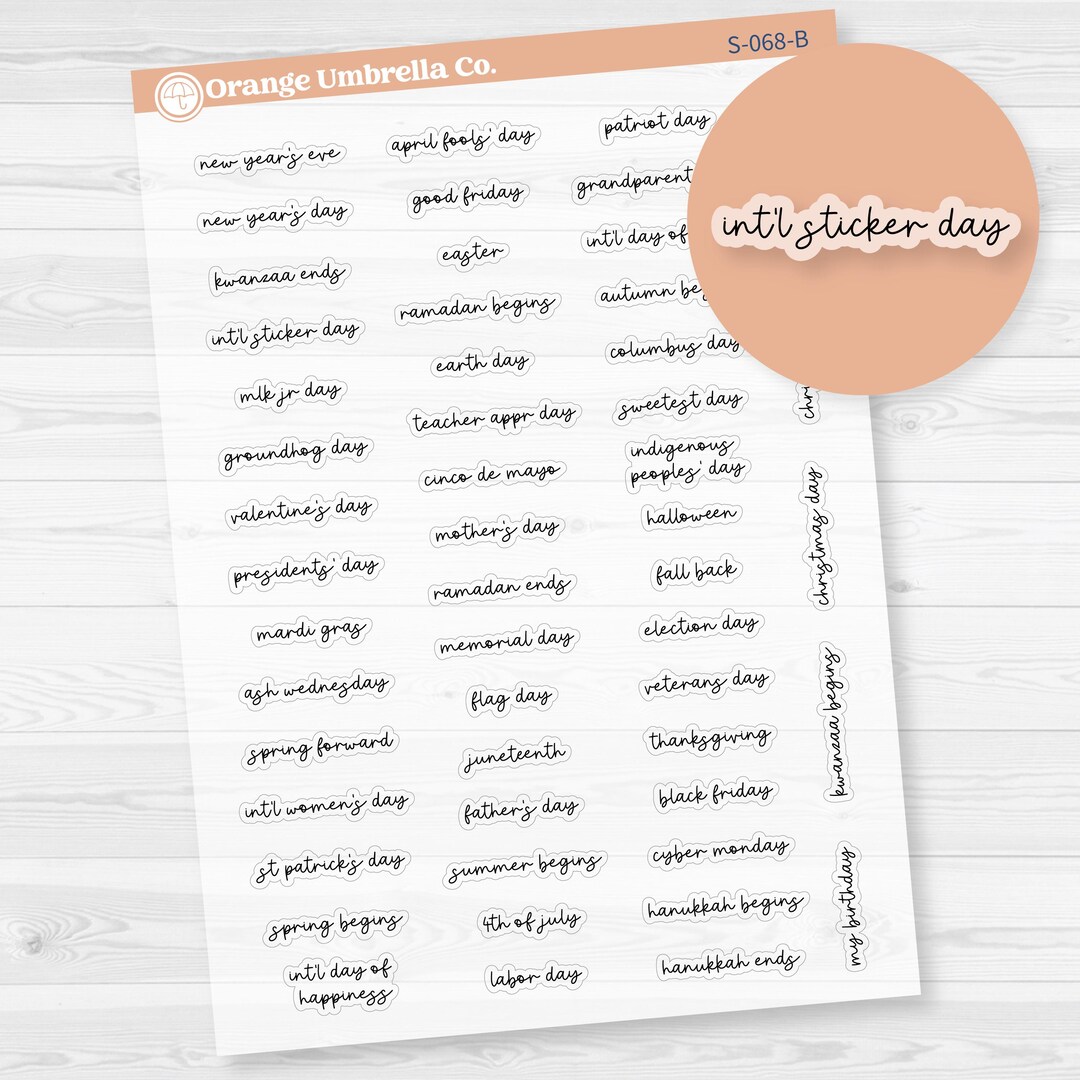 US Holiday - Mini Script Planner Stickers | Hobonichi Cousin | F17 ...