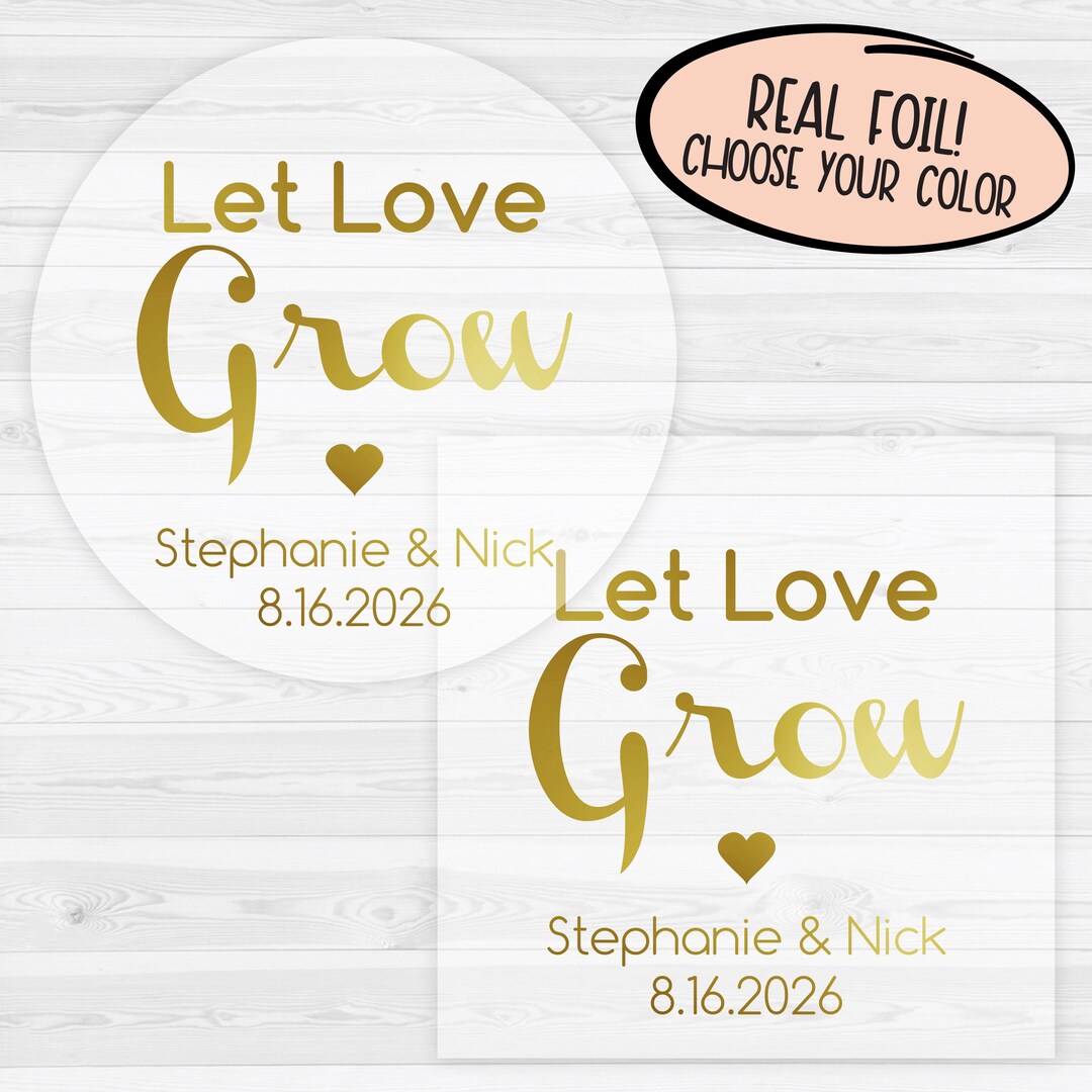 Let Love Grow Stickers | Bridal Shower Favor Stickers | Wedding Favor ...