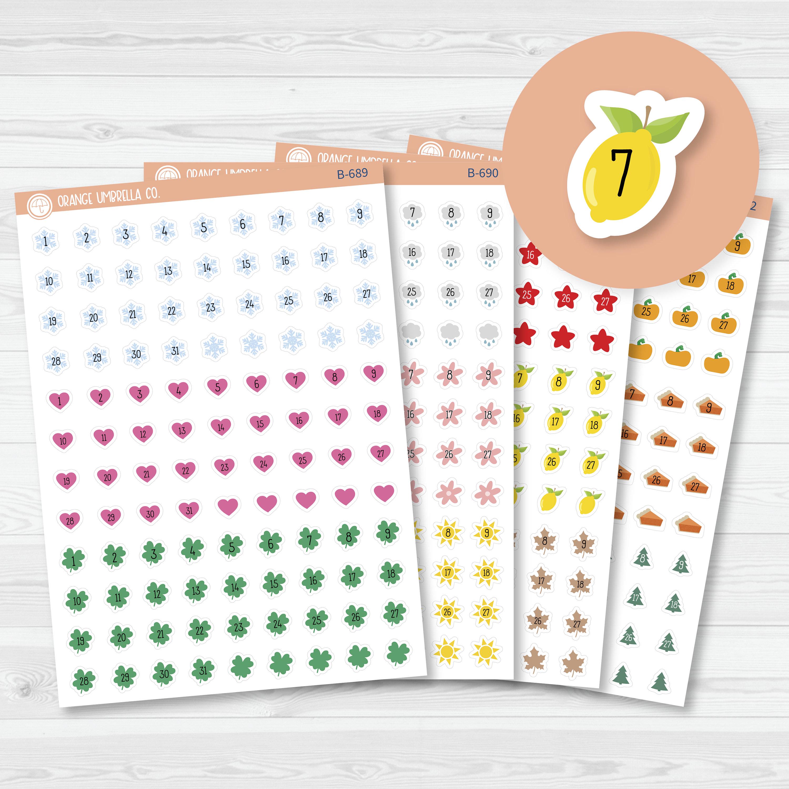 Yearly Themed Date Dots | 3 Months Holiday Planner Stickers | B-689-692 ...