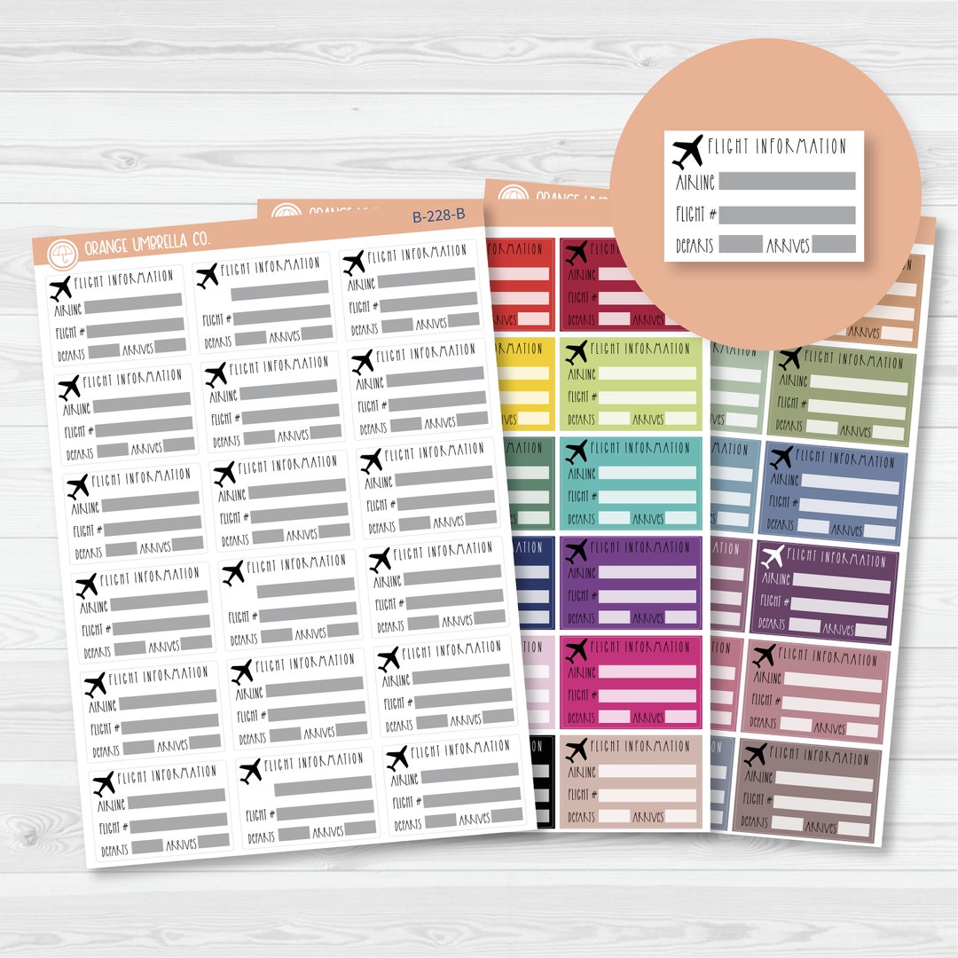 Flight Tracker Half Box Planner Stickers | B-228 - Etsy