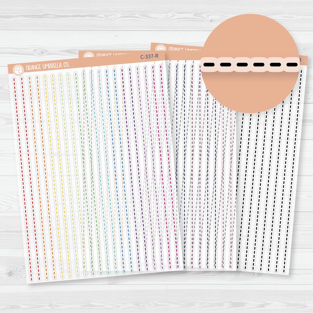 Stitched Clear Matte Washi Strip Divider Planner Stickers | C-337-CM - Etsy