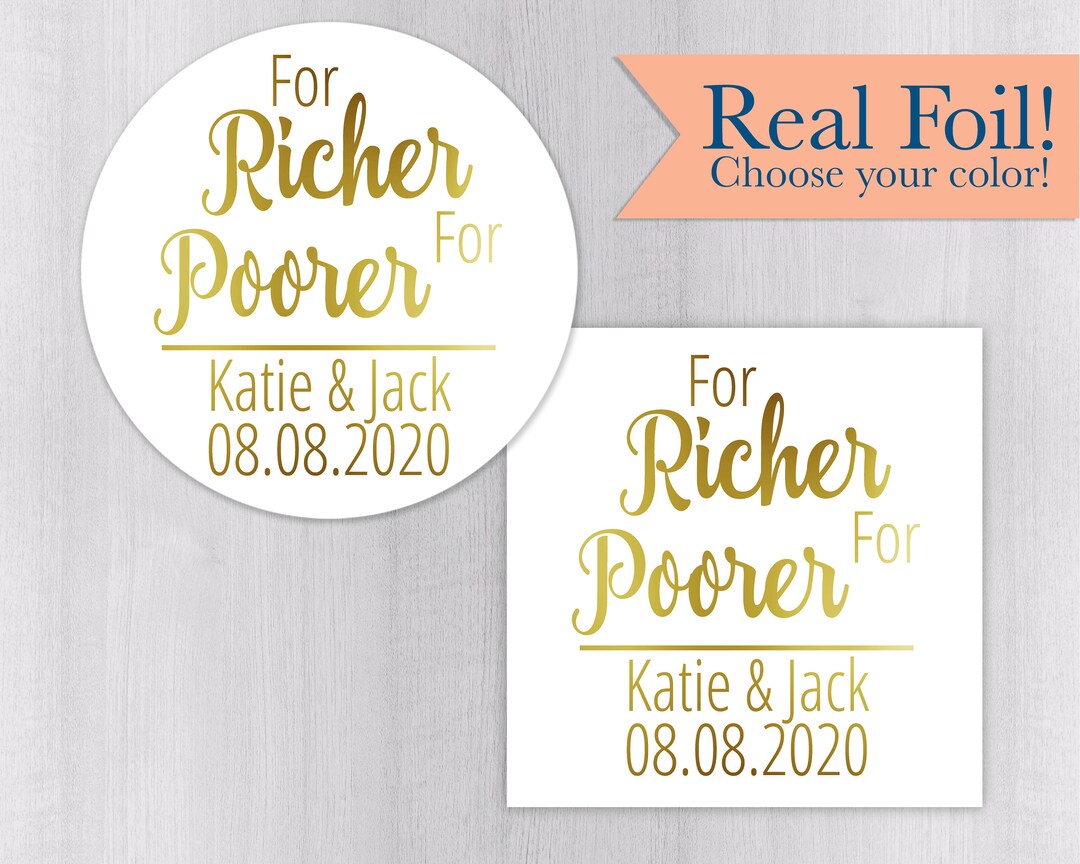 For Richer, for Poorer Stickers, Lottery Ticket Wedding Labels ...