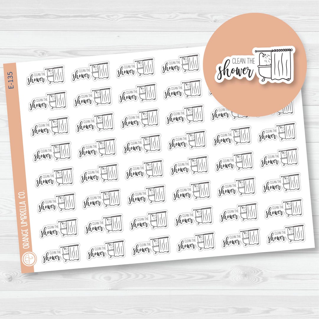 Clean the Shower Icon Script Planner Stickers | F2 | E-135 - Etsy