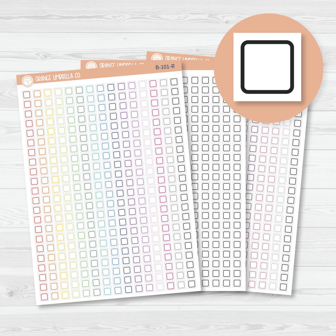 Checkbox - Individual Single Color Coding Planner Stickers | Square | B ...