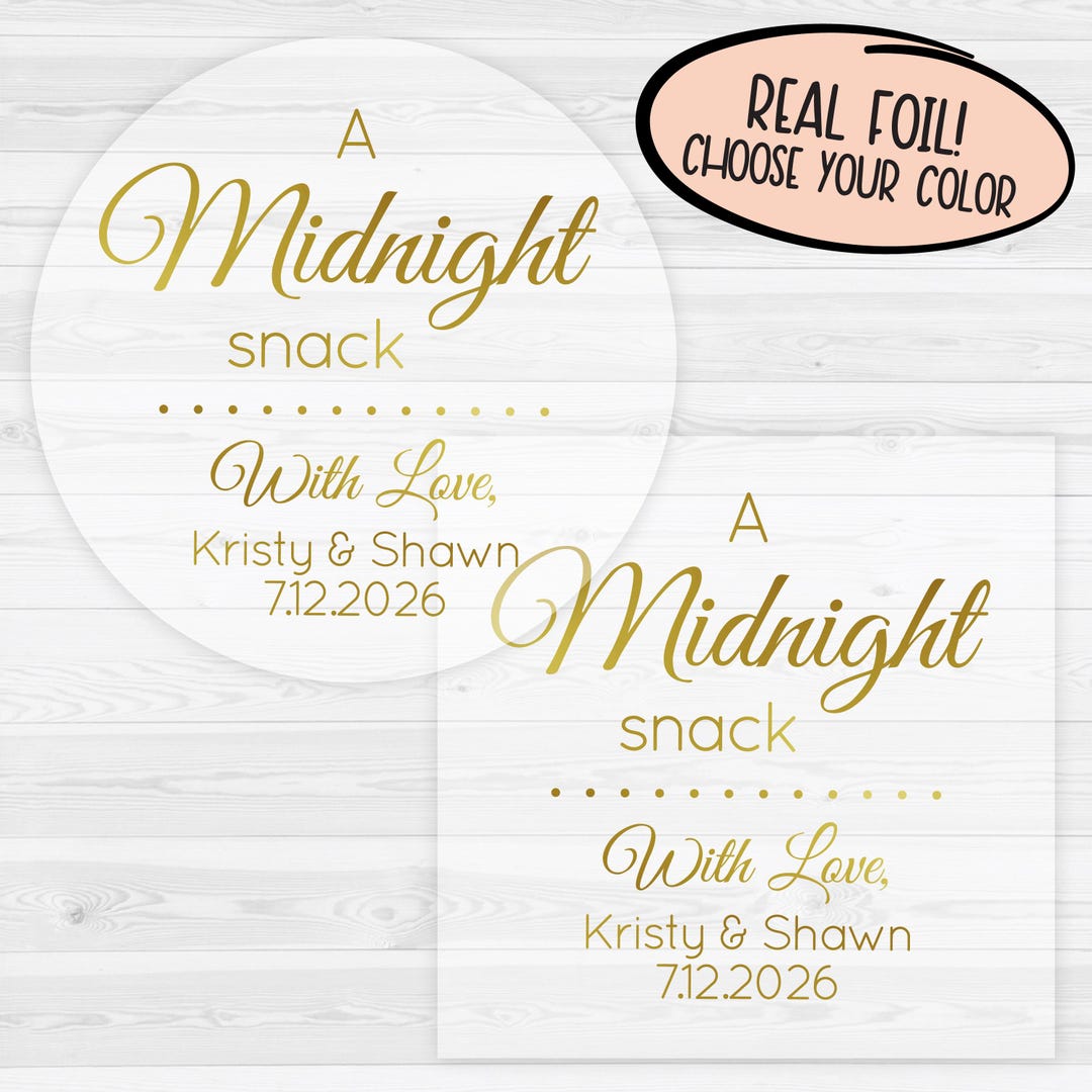 Midnight Snack Wedding Sticker | Wedding Favor Stickers | Cake Box ...