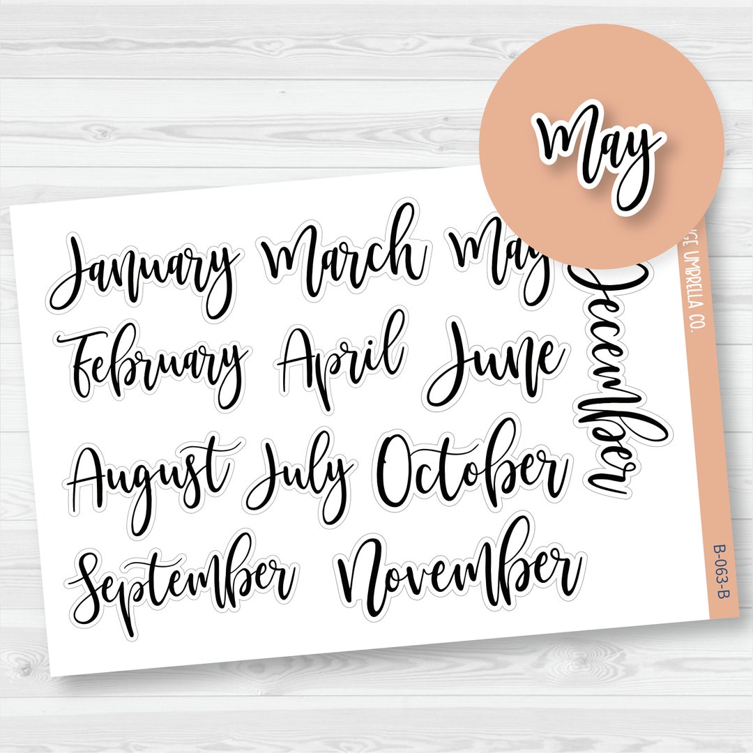 Month Name Header Script Planner Stickers | F2 | B-063-B - Etsy