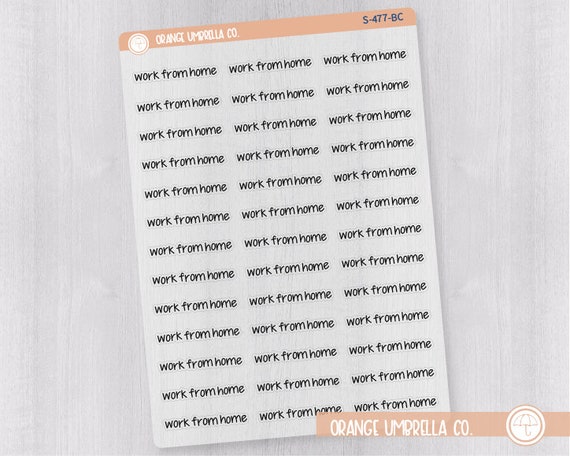 Planner Stickers WORK FROM HOME Script Sticker Paper & Party Supplies ...