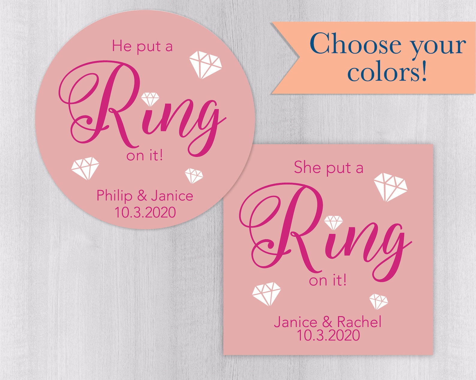 Engagement Stickers Engagement Party Favor Sticker Wedding - Etsy