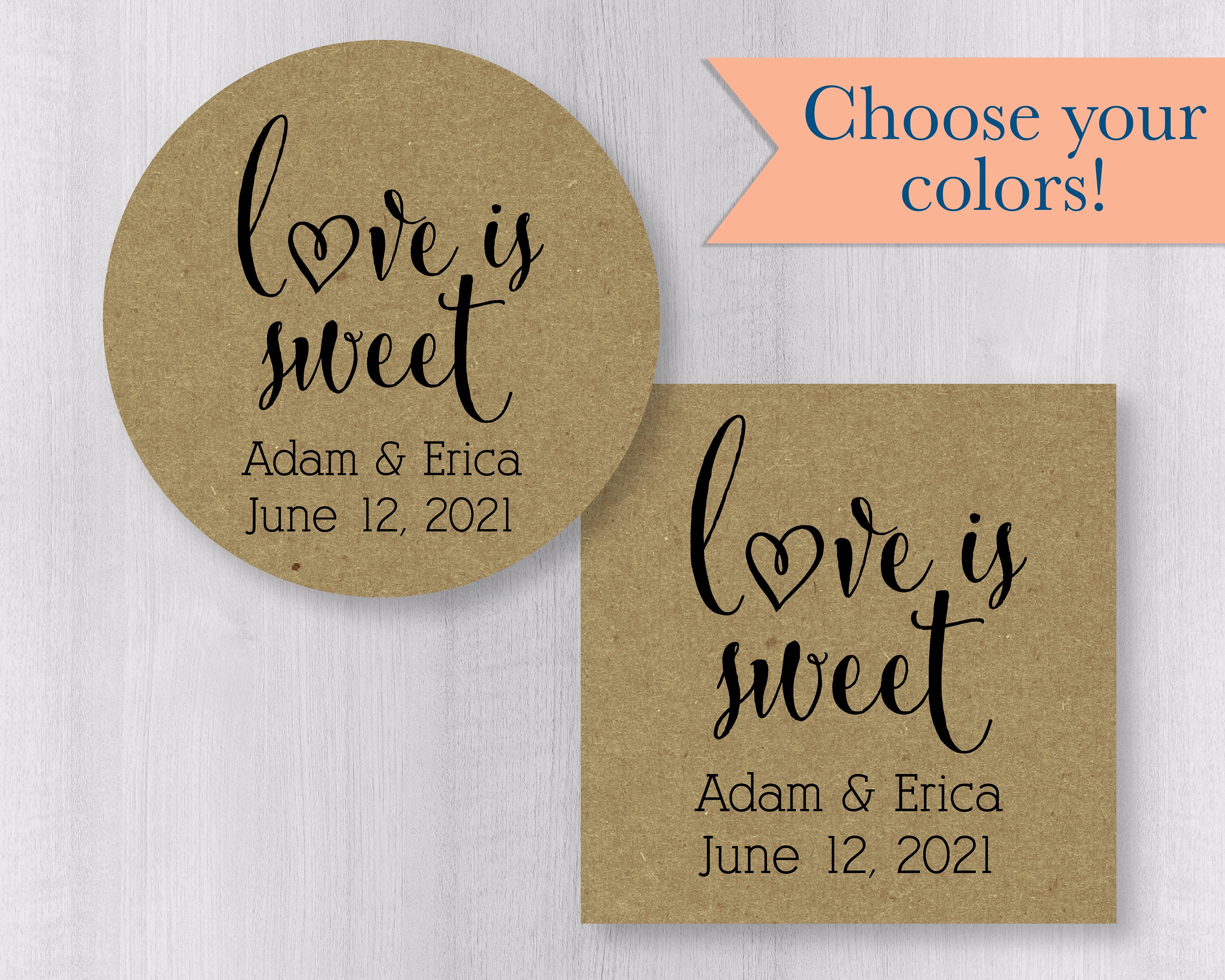Love is Sweet Wedding Stickers Rustic Wedding Seals Wedding | Etsy