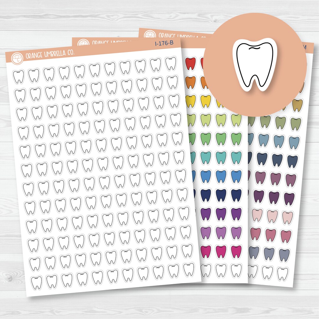 Tooth Icon Planner Stickers | I-176 - Etsy