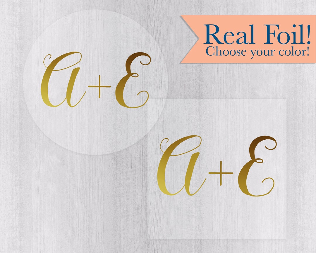 Initials Wedding Sticker, Gold Foil on Clear Personalized Wedding ...