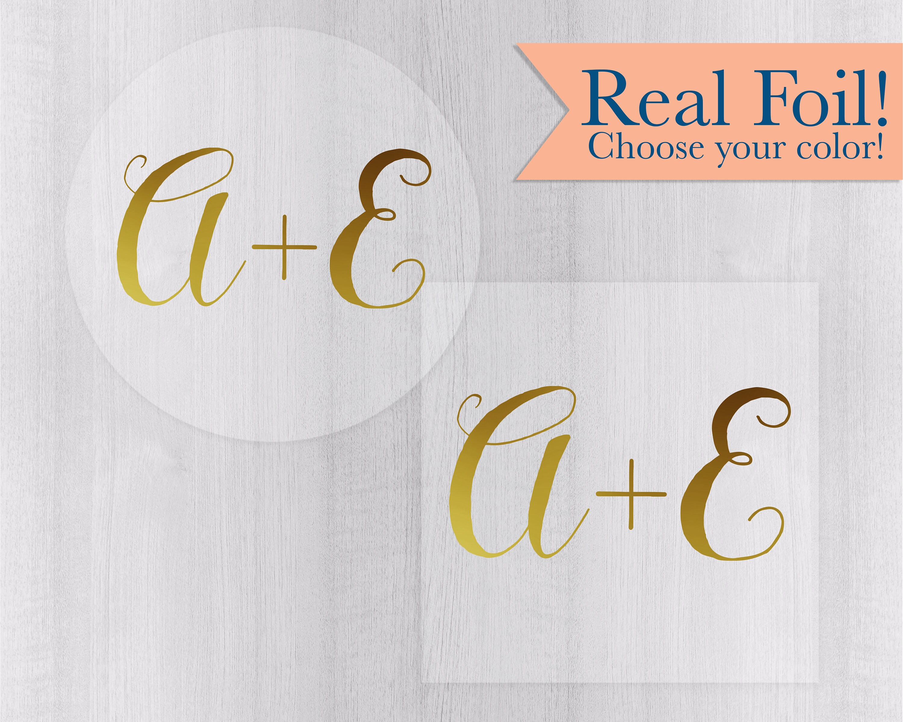 Initials Wedding Sticker Gold Foil on Clear Personalized | Etsy