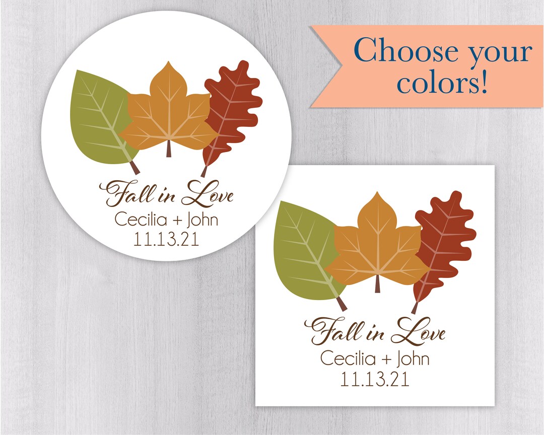 Fall in Love Wedding Sticker, Autumn Themed Wedding Favor Stickers ...