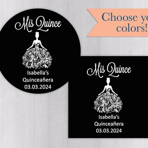 Personalized Mis Quince Stickers, Etiquetas De Quinceañera ...