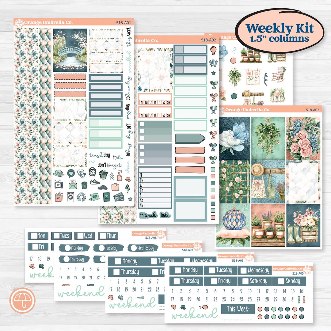 Spring Floral Kit | Weekly Sticker Kit for Vertical Planners Like Erin ...