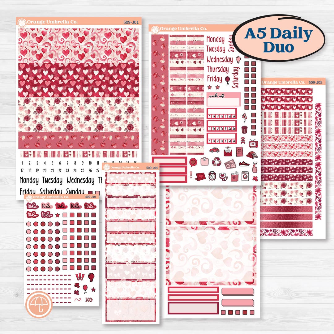 Valentine Book Kit | A5 Daily Duo Planner Kit Stickers | Romance | KIT ...