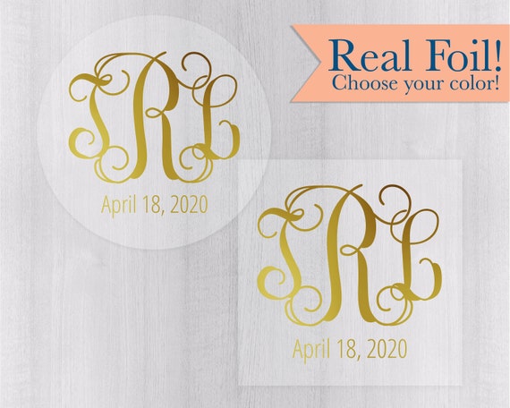 Monogram Stickers Gold Foil on Clear Transparent Envelope | Etsy