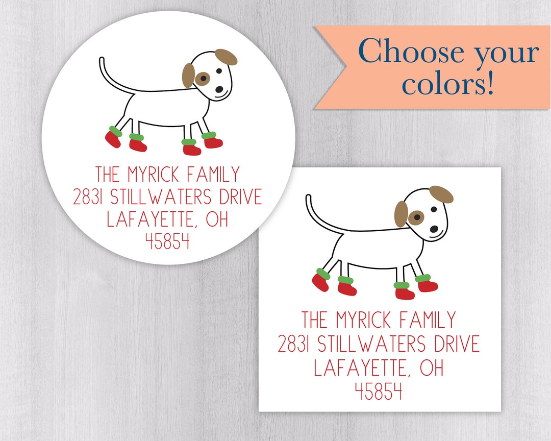 Christmas Address Stickers, Christmas Boots Dog Return Address Labels ...