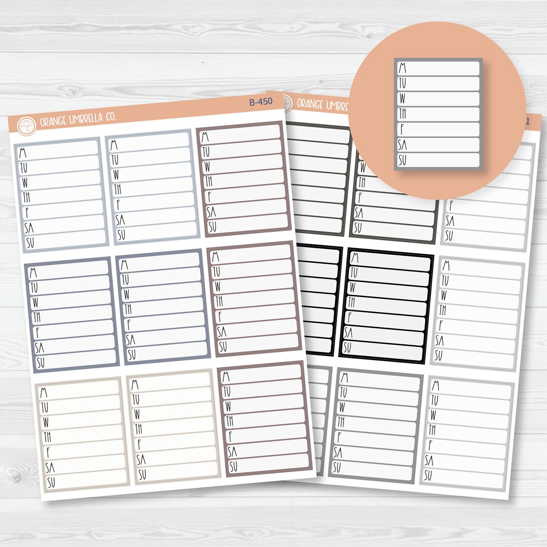 Side Bar Weekly Habit Tracker Planner Stickers | Neutrals | B-450/451 ...