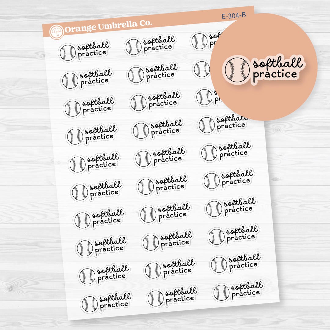 Softball Practice Event Label Planner Stickers | Clear Matte | F16 | E ...