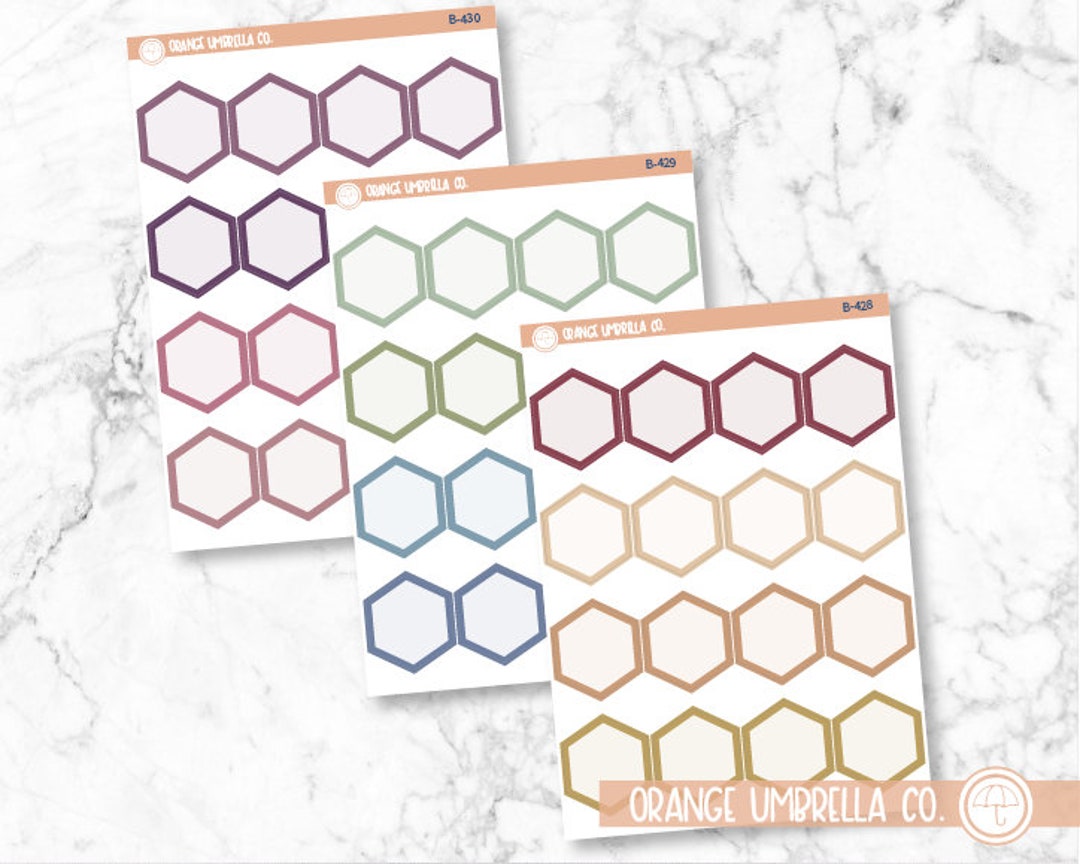 CLEARANCE Hexagon Full Box Planner Labels and Labels Muted B-428/429 ...