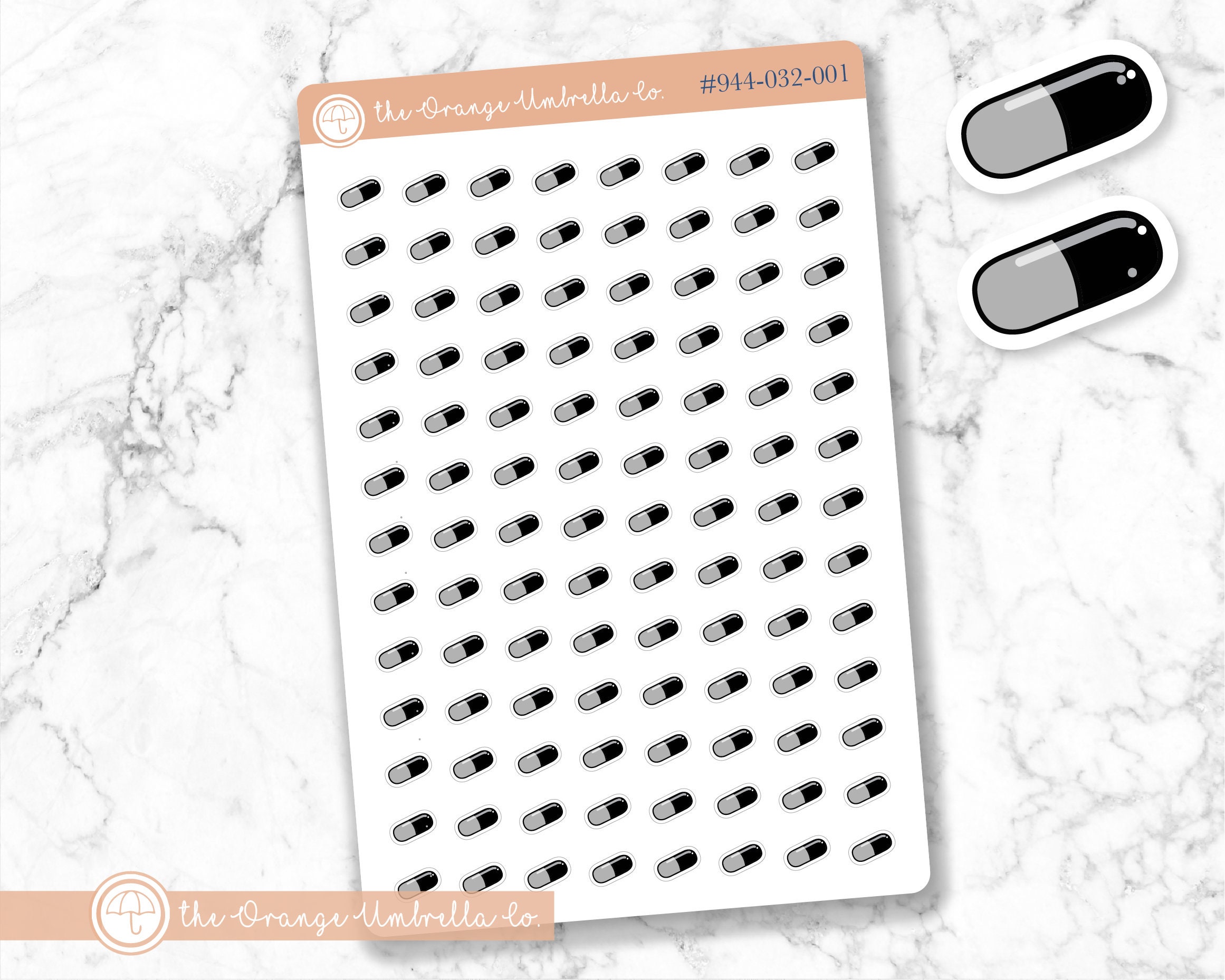 Paper Paper & Party Supplies Pill Icon Planner Stickers Black Print ...