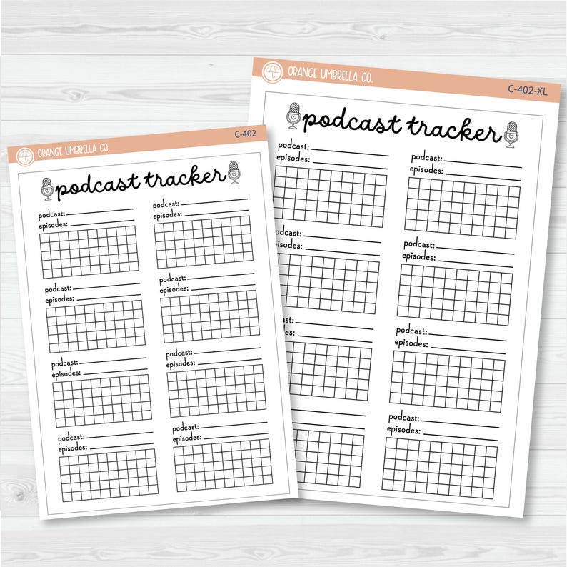 Podcast Tracker Full Page Dashboard | A5 & 7x9 Size Deco Planner ...