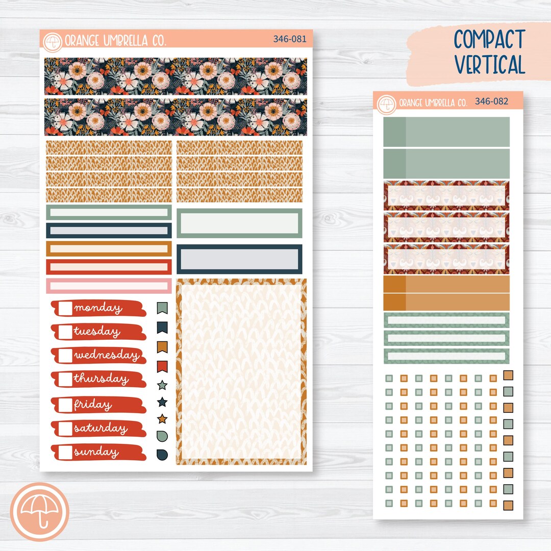 Autumn Floral Kit A5 Compact Vertical Planner Kit Stickers for Erin ...