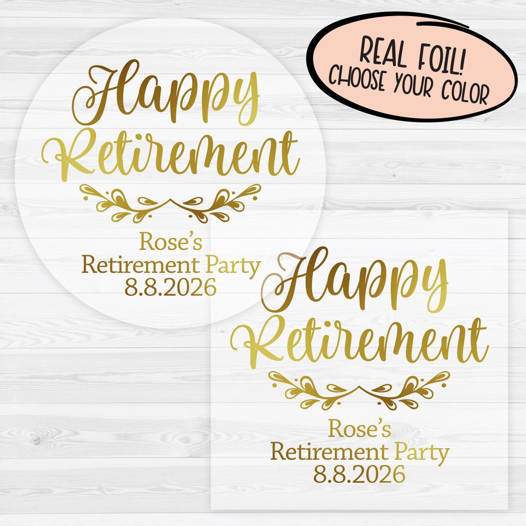 Happy Retirement Sticker | Retirement Party Stickers | Personalized ...