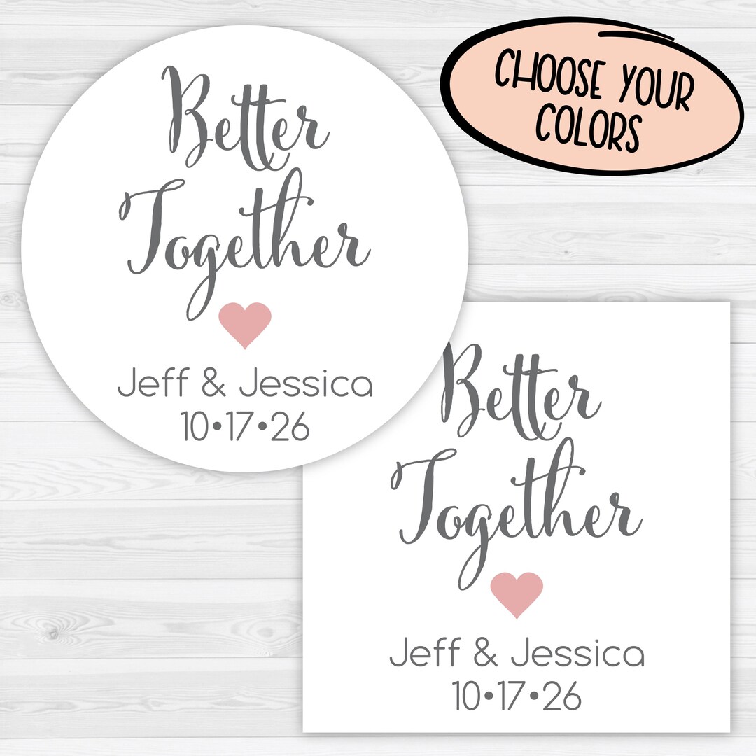 Better Together Wedding Favor Sticker | Wedding Favor Stickers | Glossy ...