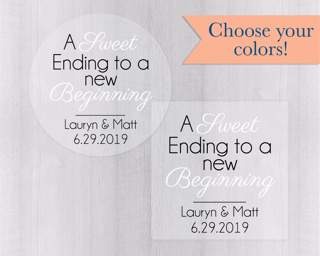 A Sweet Ending to A New Beginning Sticker, Clear Transparent Wedding ...