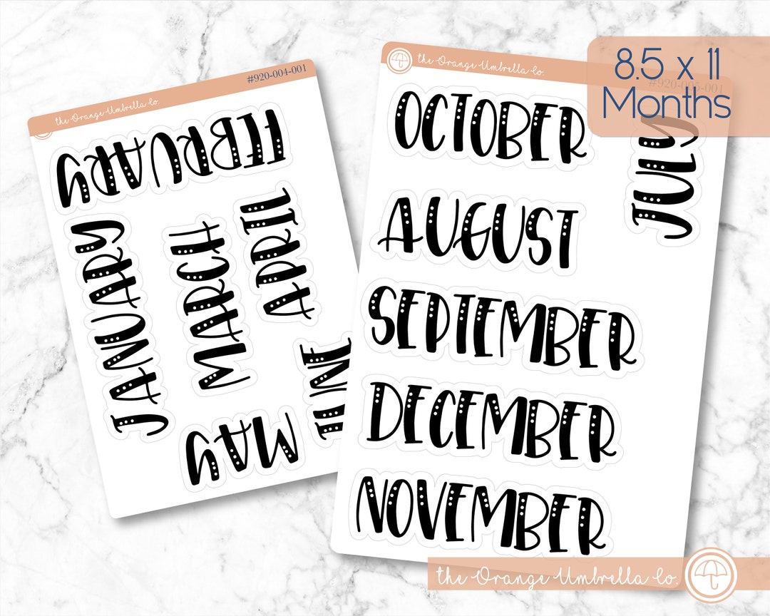 Month Name Script Planner Stickers F1 B-318-B - Etsy