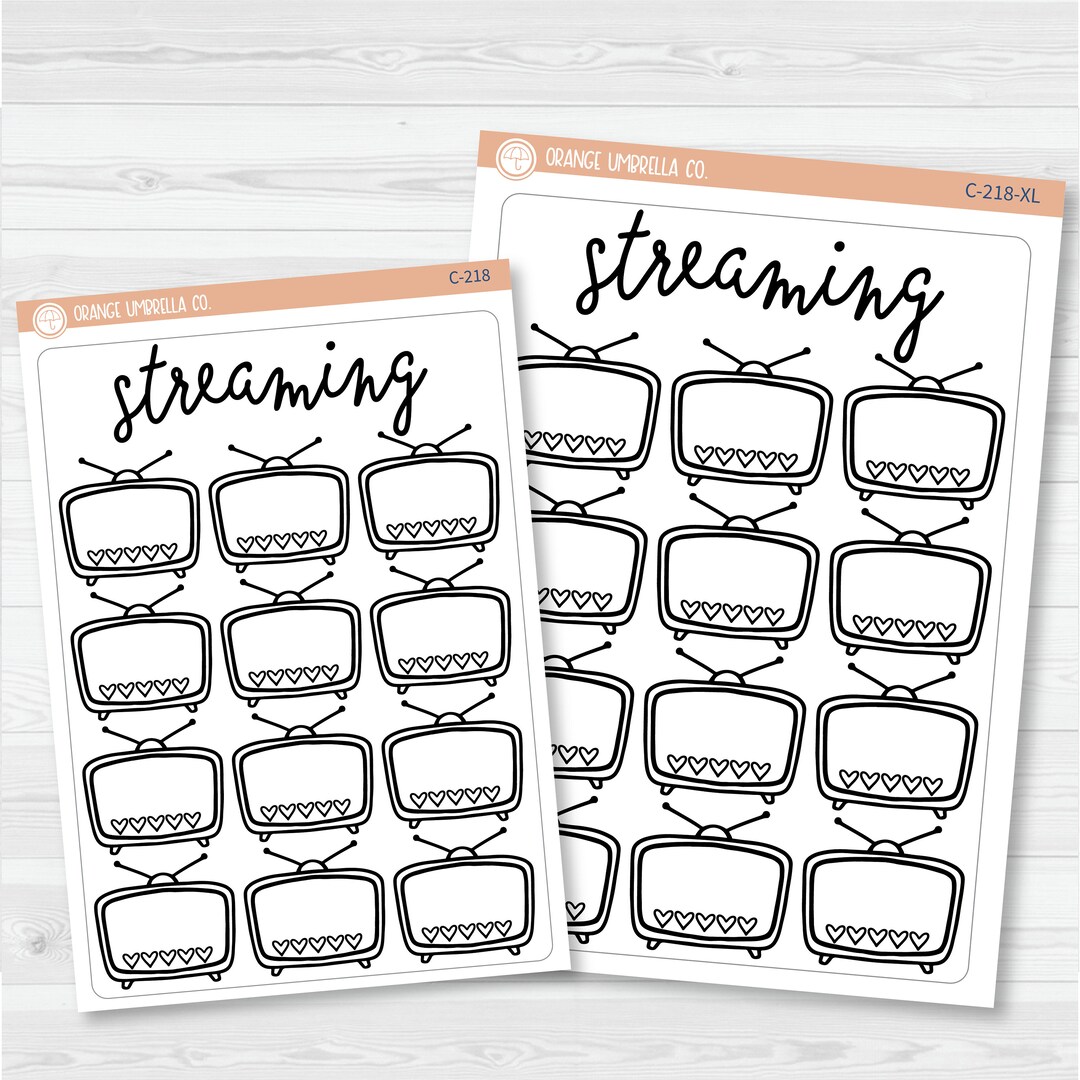 Streaming Tracker Full Page A5 & 7x9 Size Deco Planner Stickers | C-218 ...