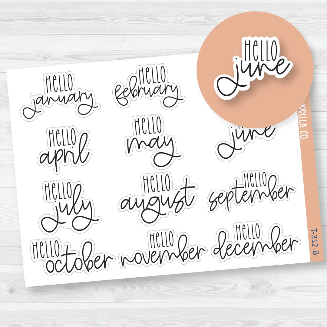 Hello Month Name Planner Stickers | FC12 | T-312-B - Etsy