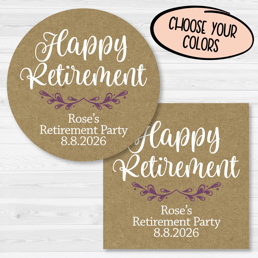 Happy Retirement Sticker | Retirement Party Stickers | Personalized ...