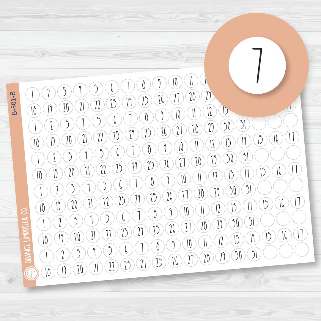 6 Months of Date Dot Covers Planner Stickers | FC12 Print Circle | B ...