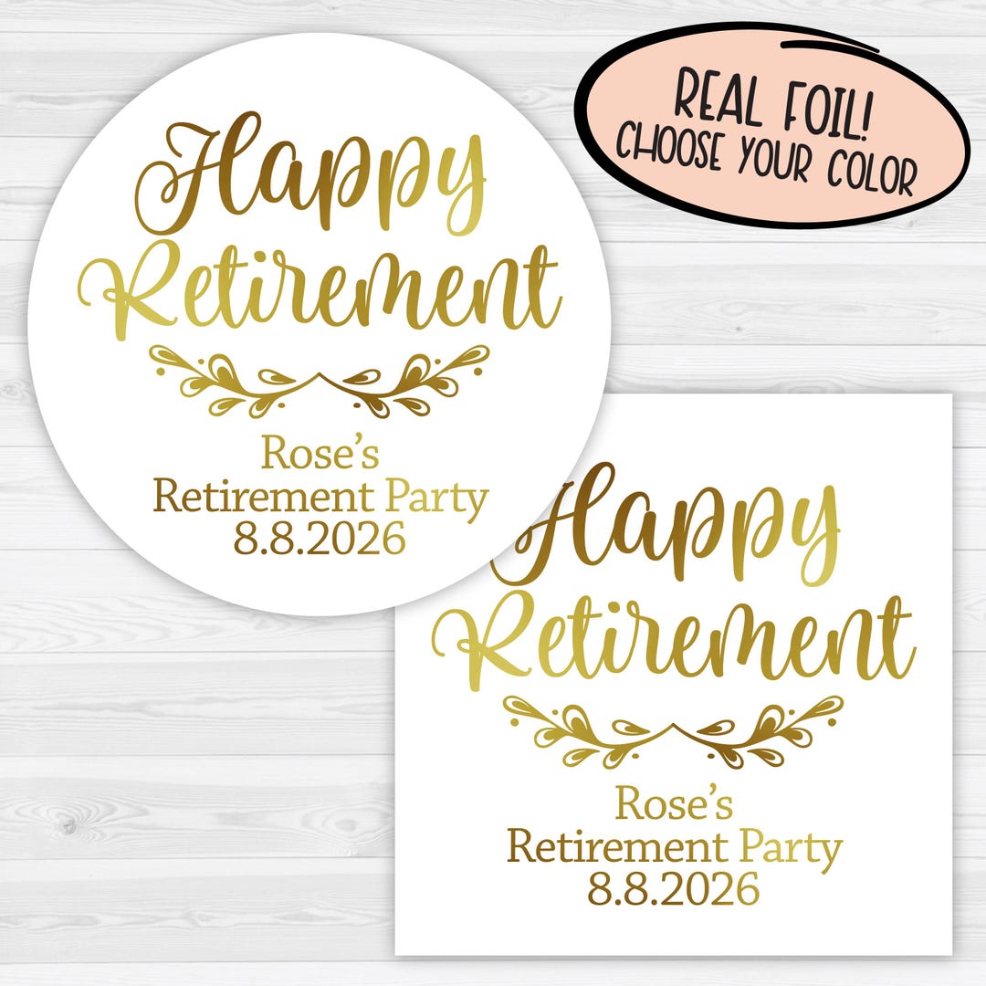 Happy Retirement Sticker | Retirement Party Stickers | Personalized ...