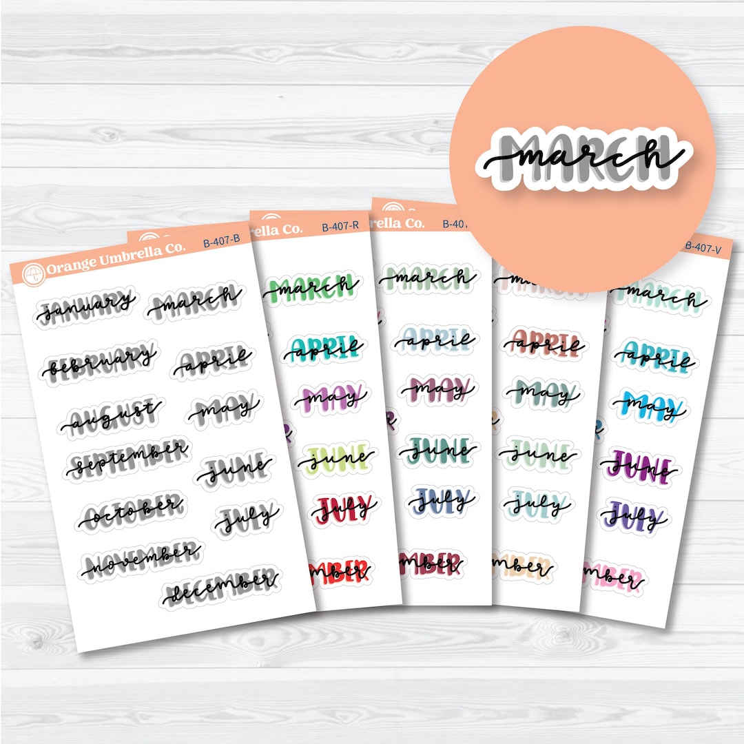 Hand Doodled Mini Months of the Year Stickers | Layered Script Planner ...