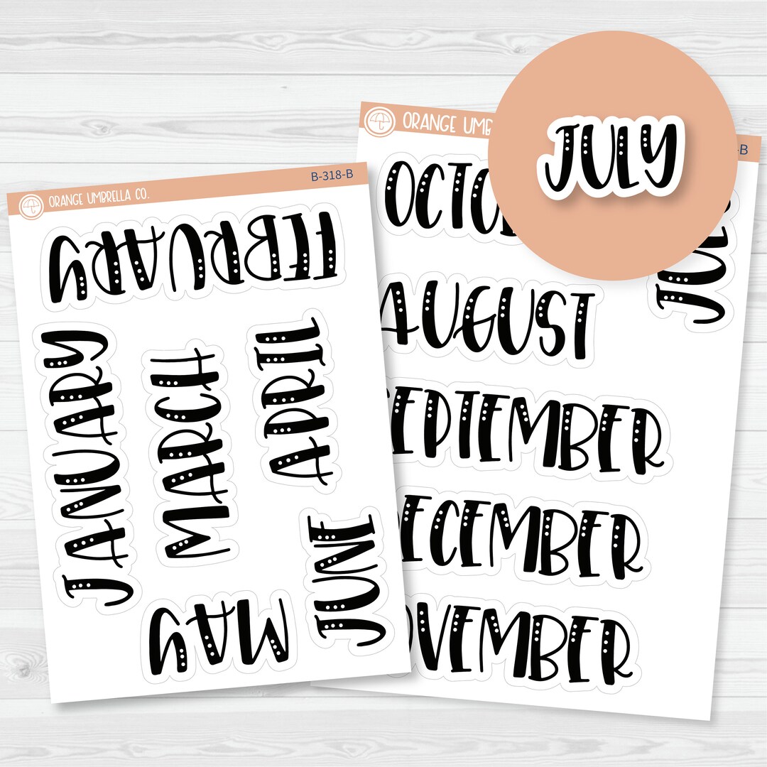 Month Name Script Planner Stickers | F1 | B-318/319-B - Etsy