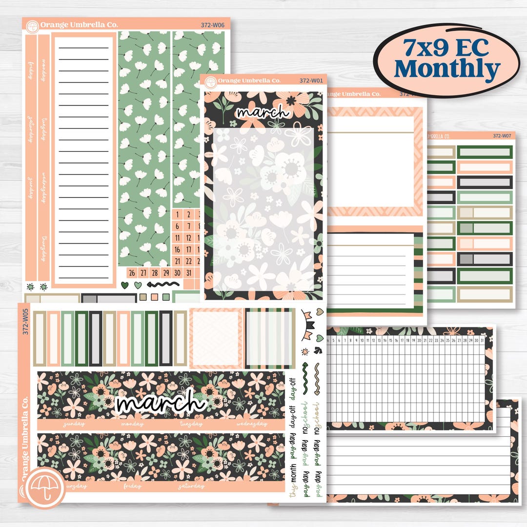 CLEARANCE | Spring Floral Kit | 7x9 Erin Condren Life Planner Monthly ...