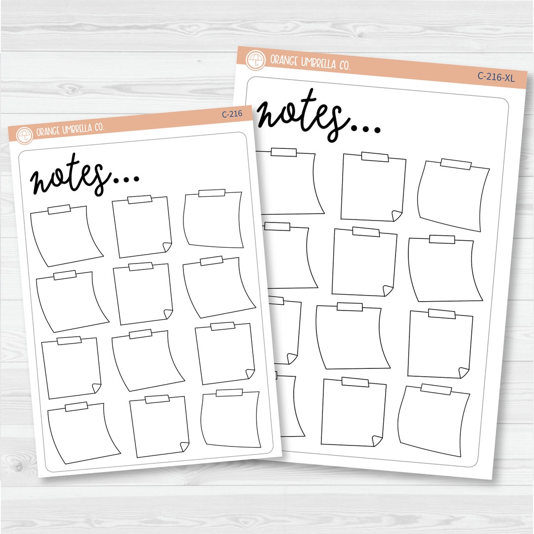 Notes Tracker Full Page A5 & 7x9 Size Deco Planner Stickers | C-216 - Etsy