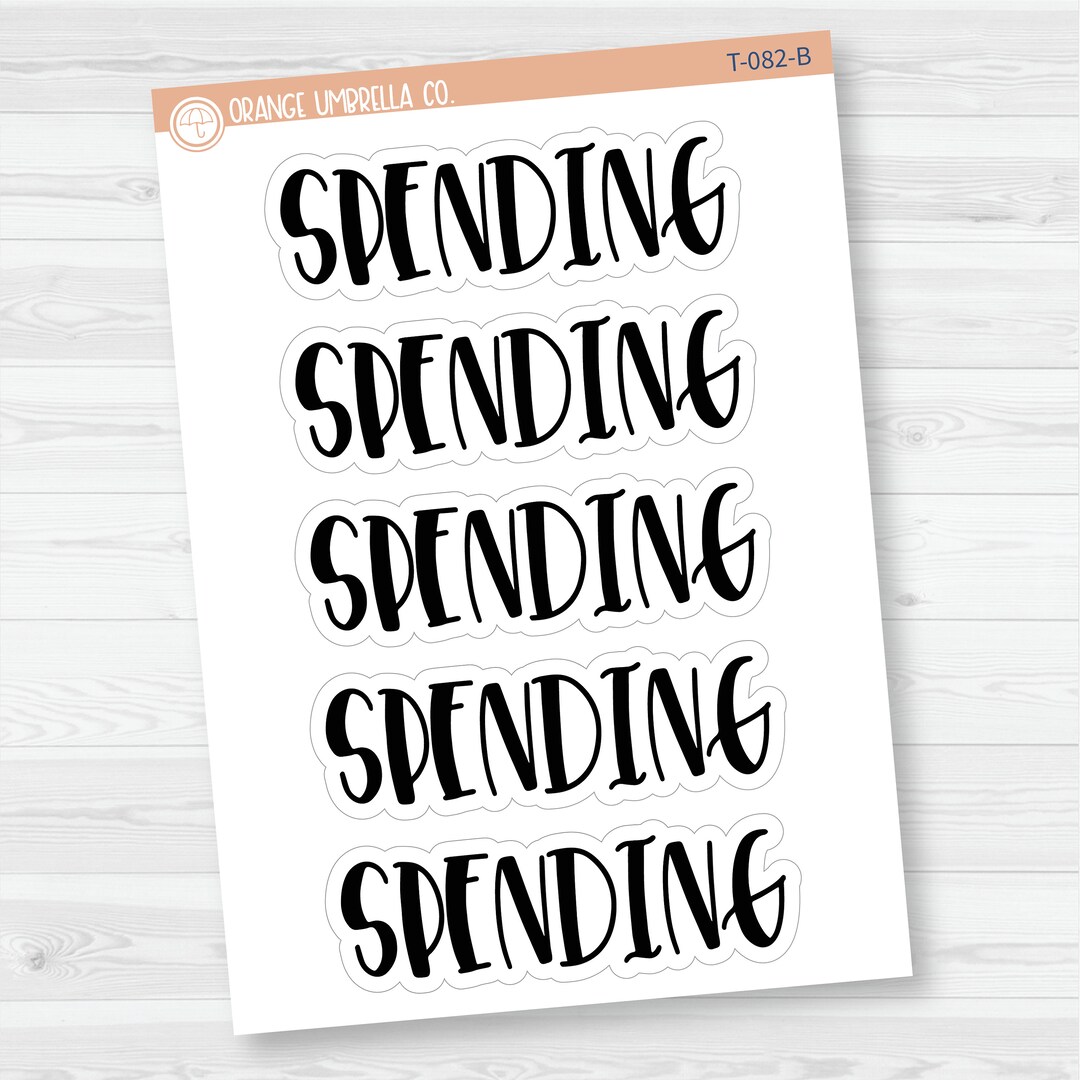 Spending Header Script Planner Stickers | F1 | T-082-B - Etsy