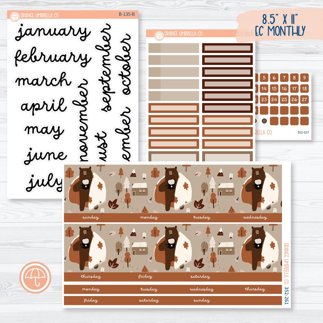 CLEARANCE | Winter Animals Kit | 8.5 ECLP Monthly Planner Kit Stickers ...