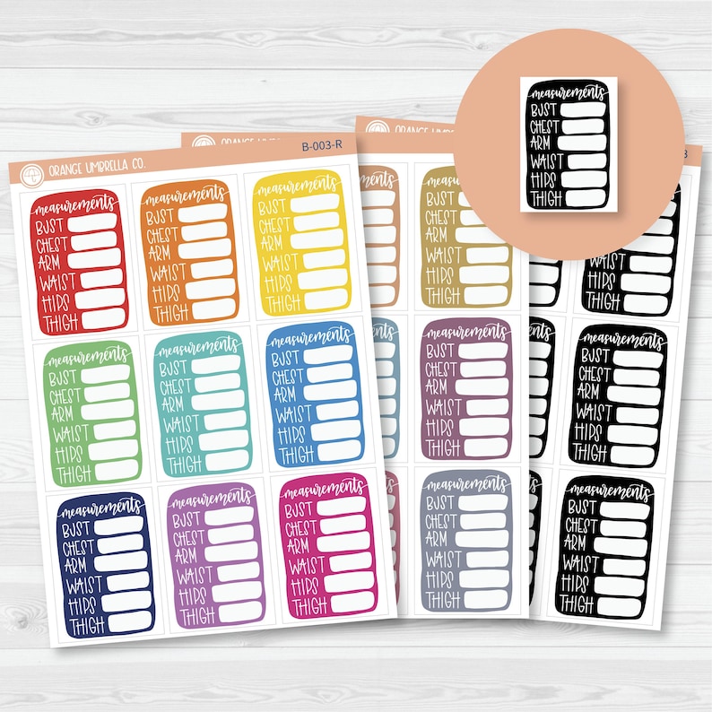 Body Measurement/dimension Tracking Planner Stickers | B-003 - Etsy