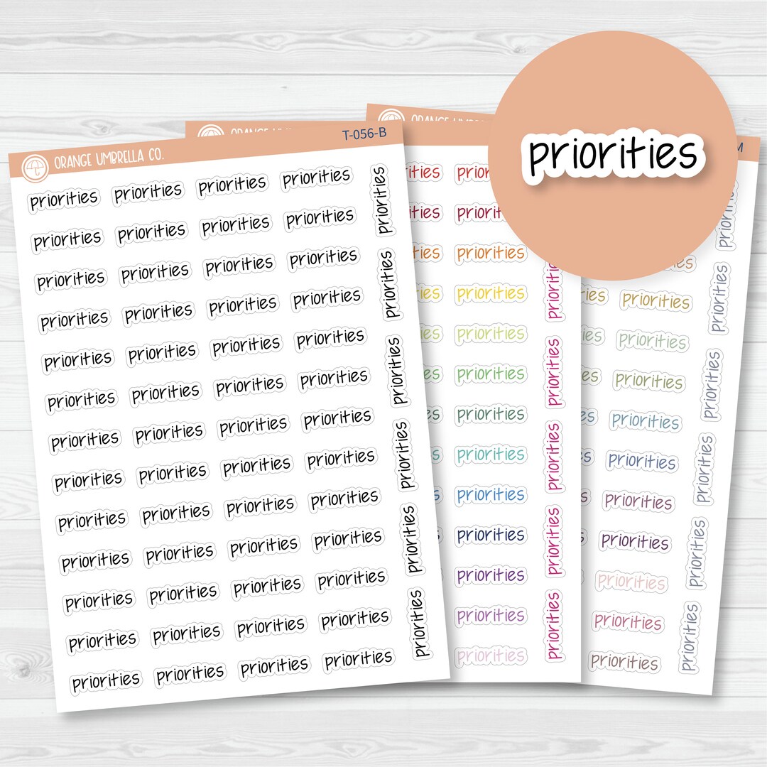 Priorities Jen Plans Script Planner Stickers | FJP | T-056 - Etsy