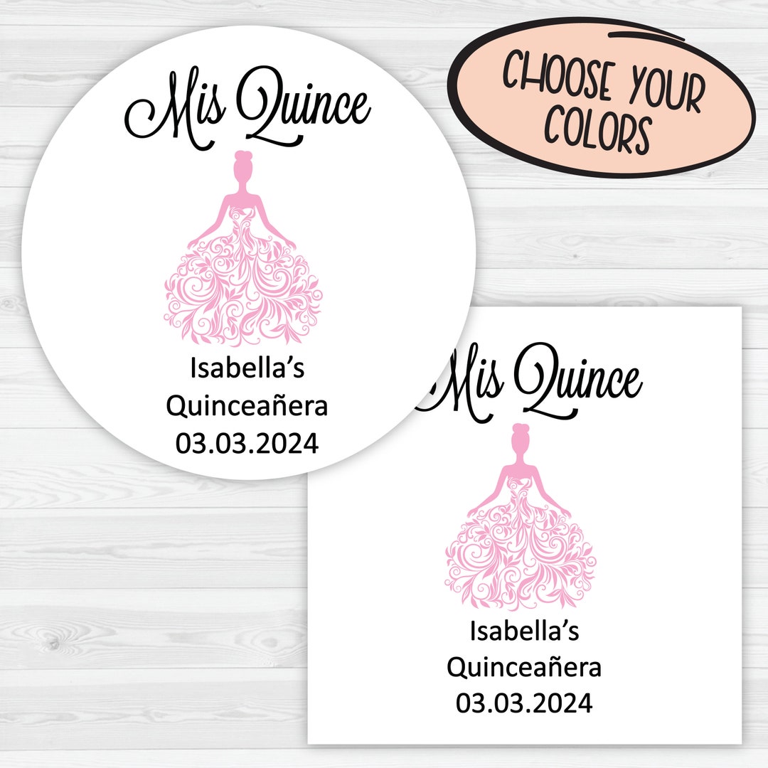 Personalized Mis Quince Stickers | Etiquetas De Quinceañera ...